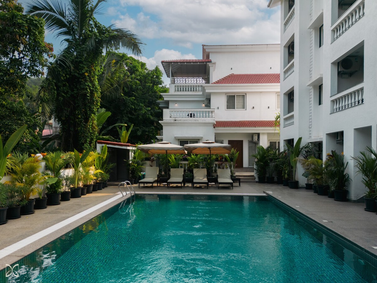 Assagao Residency 1Bhk by Masaya Stays B5 𝗕𝗢𝗢𝗞 Goa Apartment