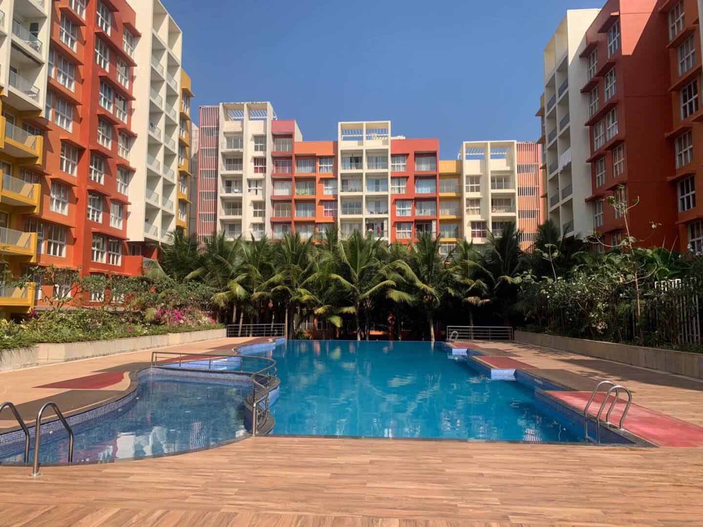 Good Stay 2 BHK With Pool View T2-805 𝗕𝗢𝗢𝗞 Goa Apartment