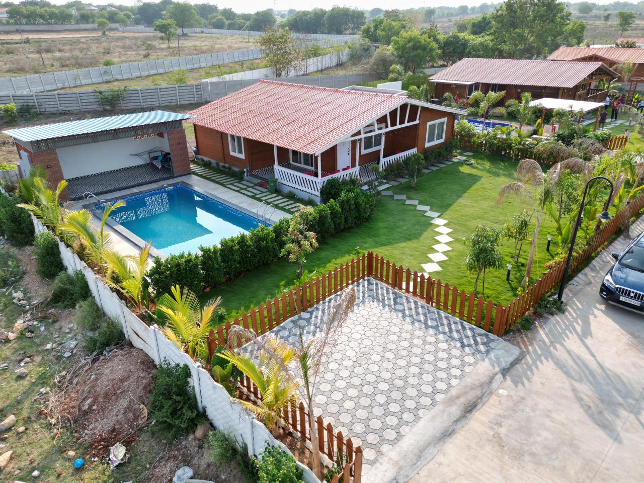 Farm house with private pool Moinabad kukufarmstay 𝗕𝗢𝗢𝗞 Chevella Farm House