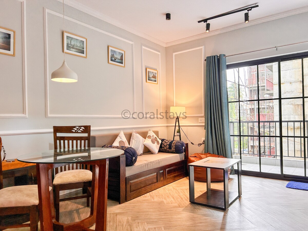 Azul by Coral Stays 1bhk 1km to Calangute beach 𝗕𝗢𝗢𝗞 Goa Apartment