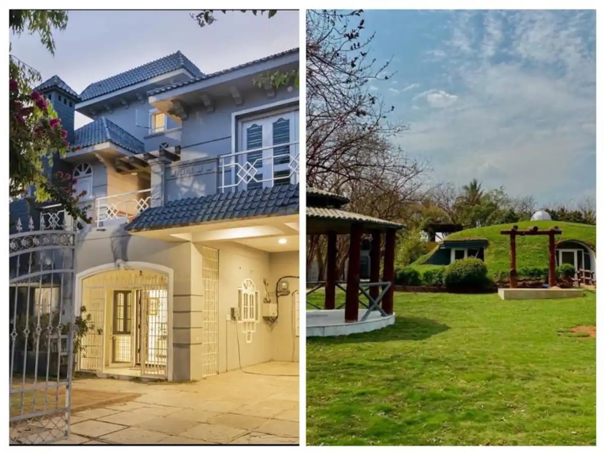 6 BHK Luxury Villa Lounge with Pool and Garden 𝗕𝗢𝗢𝗞 Chevella Homestay