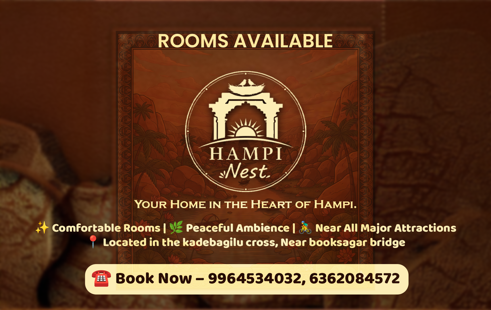 Hampi nest 𝗕𝗢𝗢𝗞 Hospet Camp