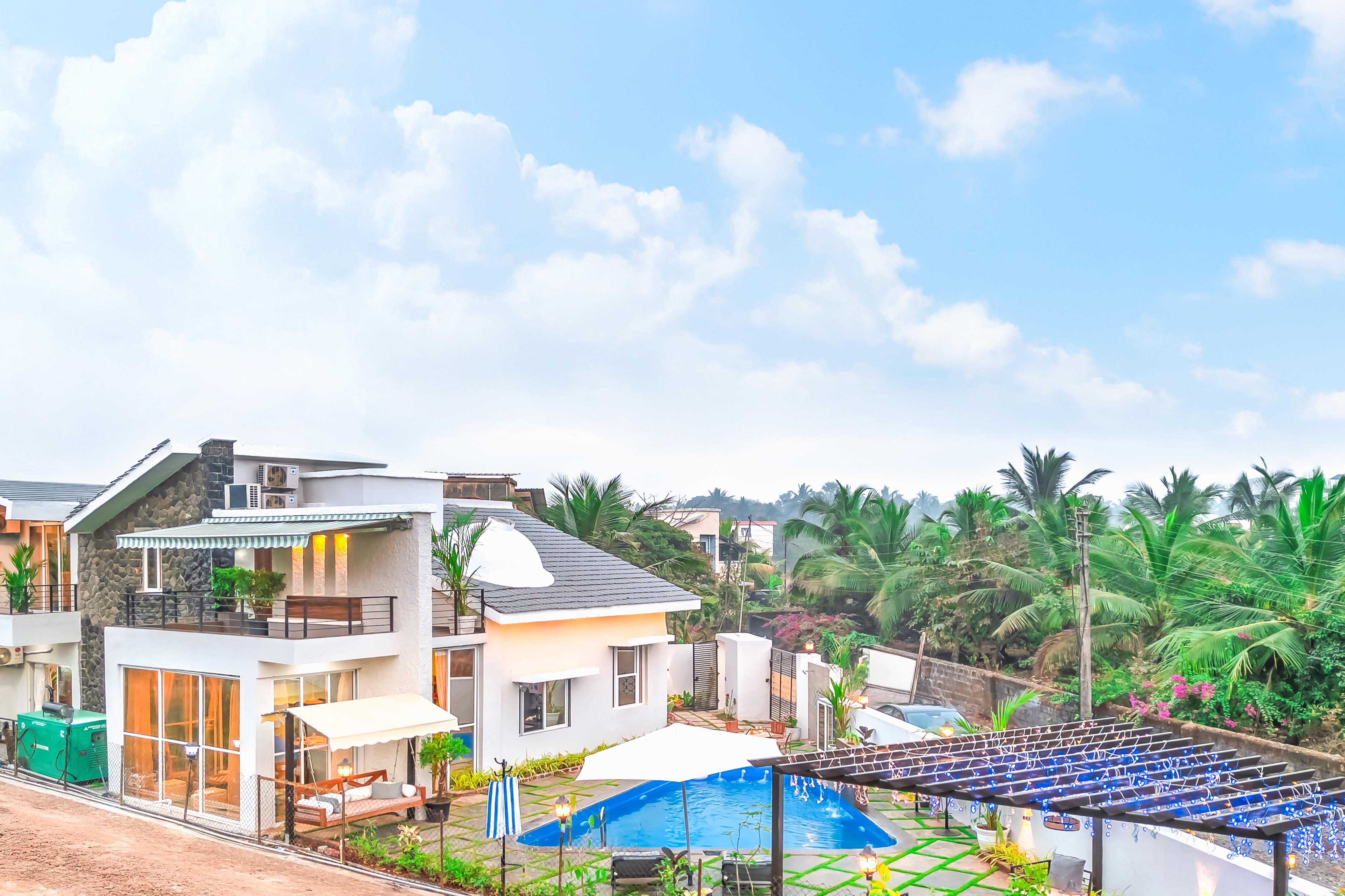 ELIVAAS Moonlit retreat 3 BHK with Garden & Pool 𝗕𝗢𝗢𝗞 Alibaug Villa