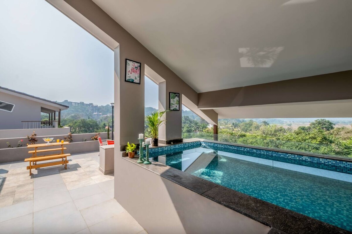 Private Pool Penthouse - Azure Bliss by Da Alohas 𝗕𝗢𝗢𝗞 Goa Apartment